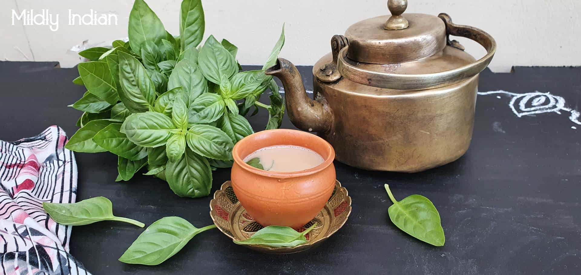 Tulsi Chai Fresh Basil Leaves Tea Mildly Indian
