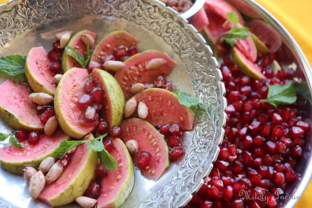 Amrood aur anar fruit chaat -guava and pomegranate salad | Mildly Indian