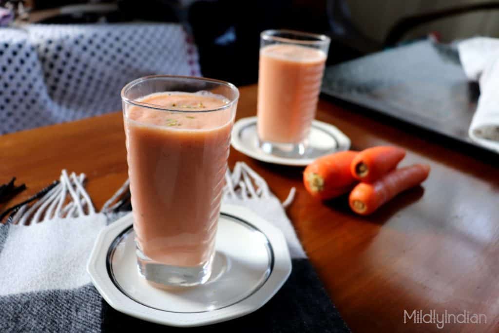 Gajerela shake – Carrot halwa milkshake – Mildly Indian