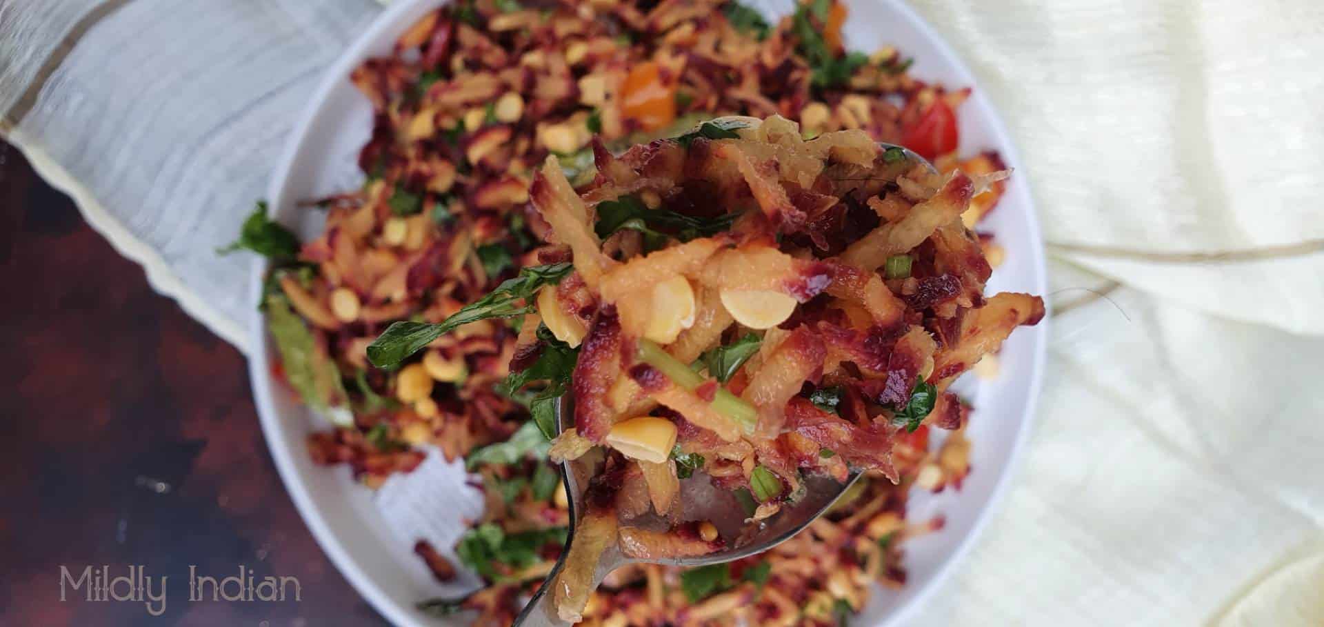 Kadalebele kosambari salad with purple carrot – Mildly Indian