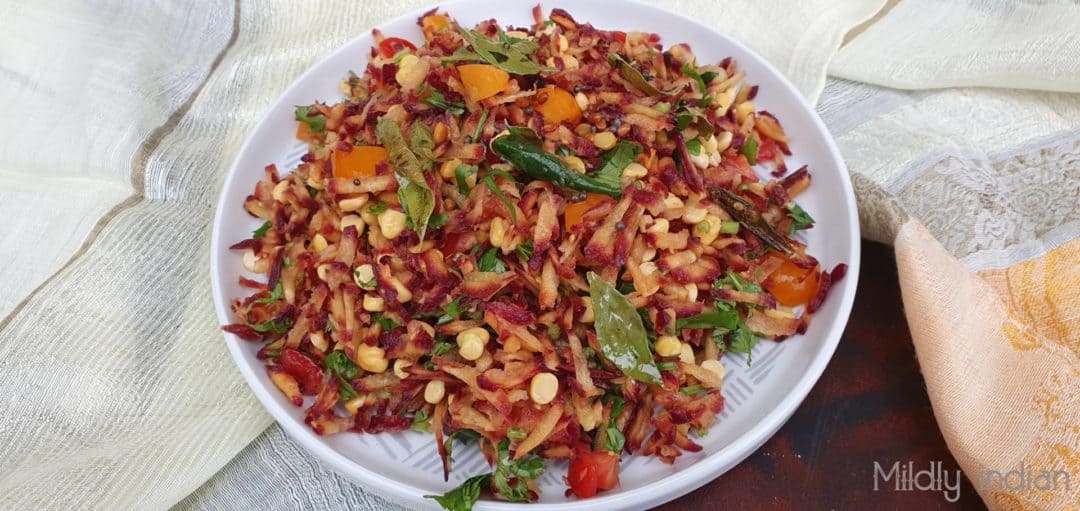 Kadalebele kosambari salad with purple carrot – Mildly Indian