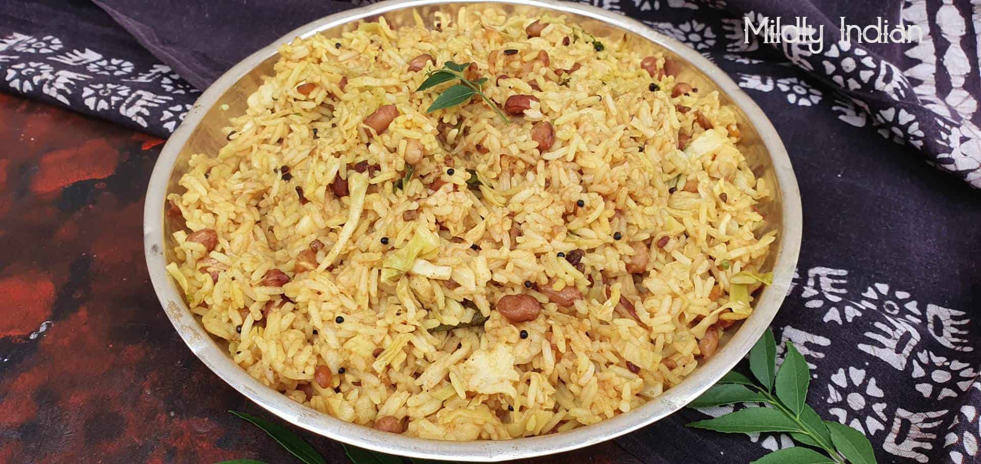 Cabbage puli saadam – tamarind rice – Mildly Indian