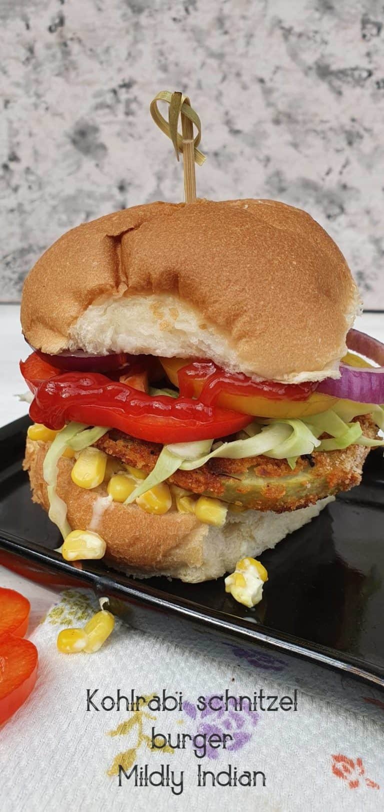 Kohlrabi schnitzel burger – Mildly Indian