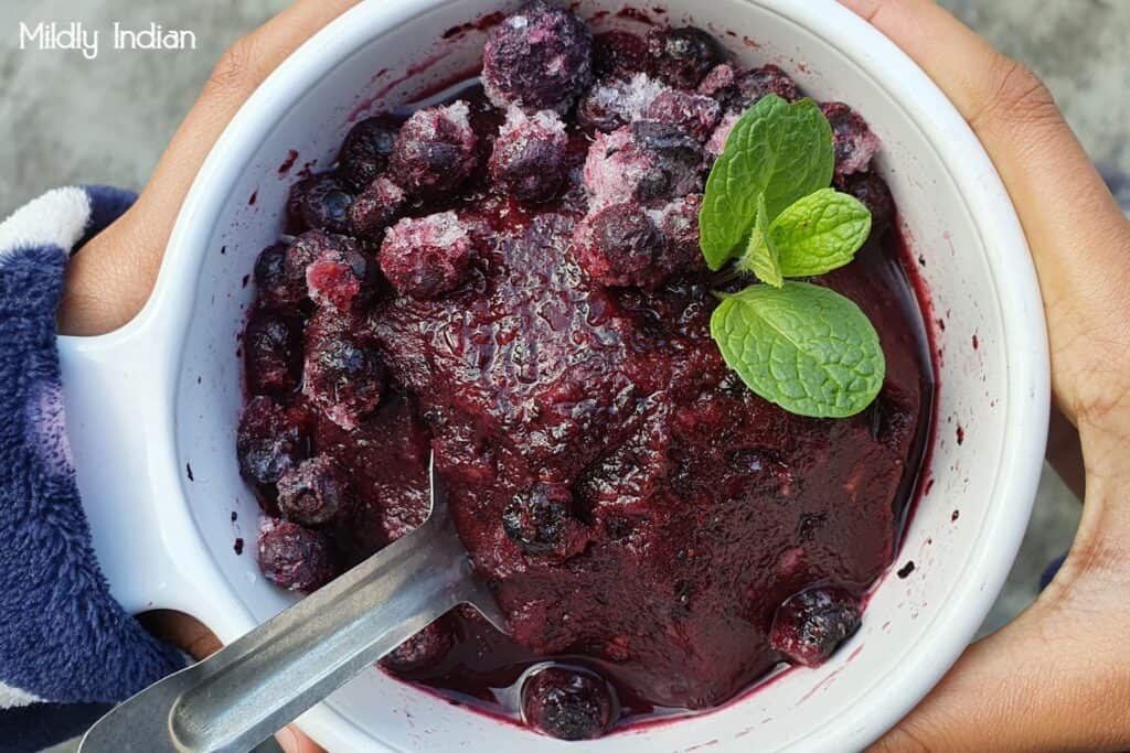 Just two-ingredient blueberry sorbet. – Mildly Indian