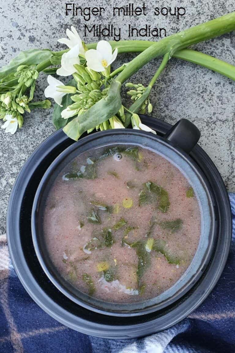 Greens and Finger millet soup – Mildly Indian