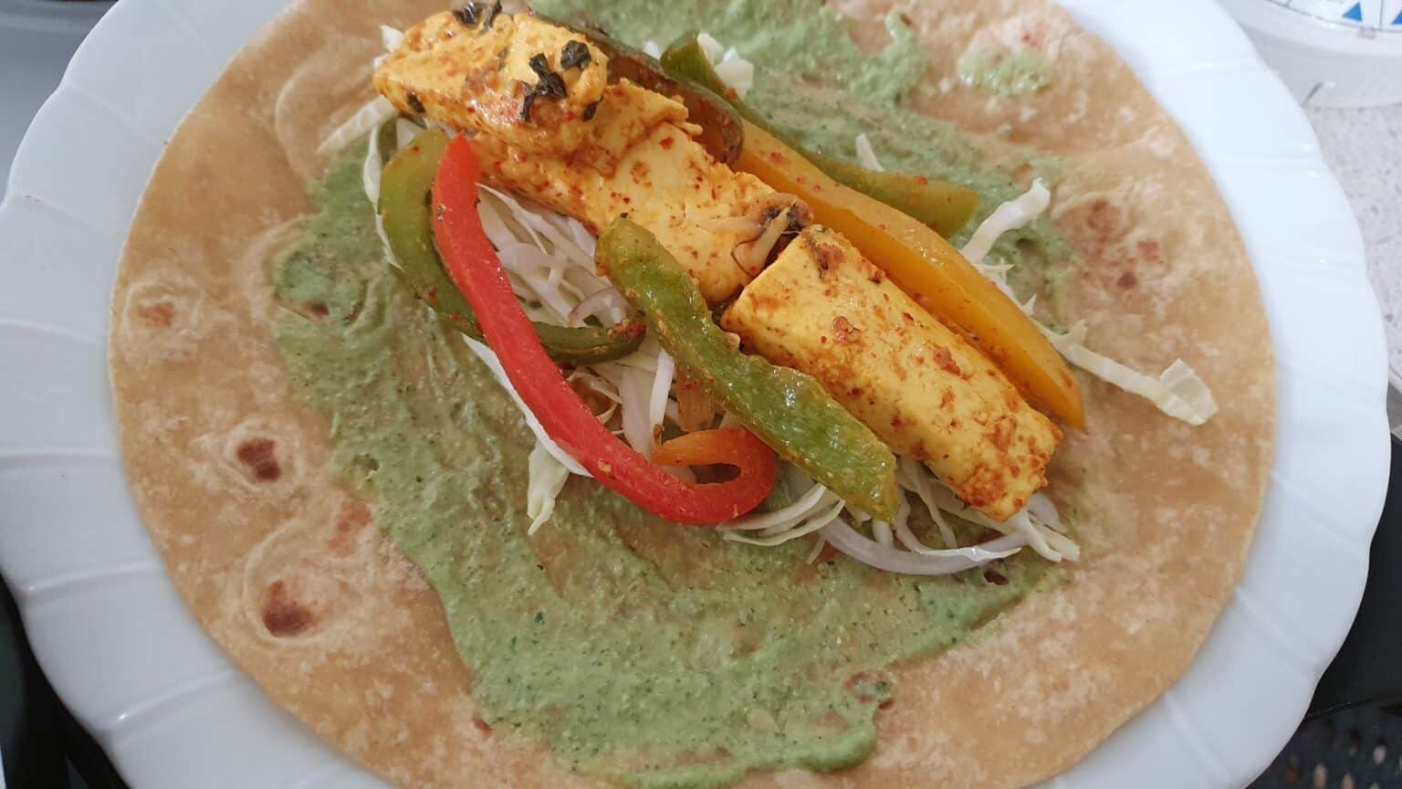 Paneer Kathi roll – cottage cheese wrap – Mildly Indian