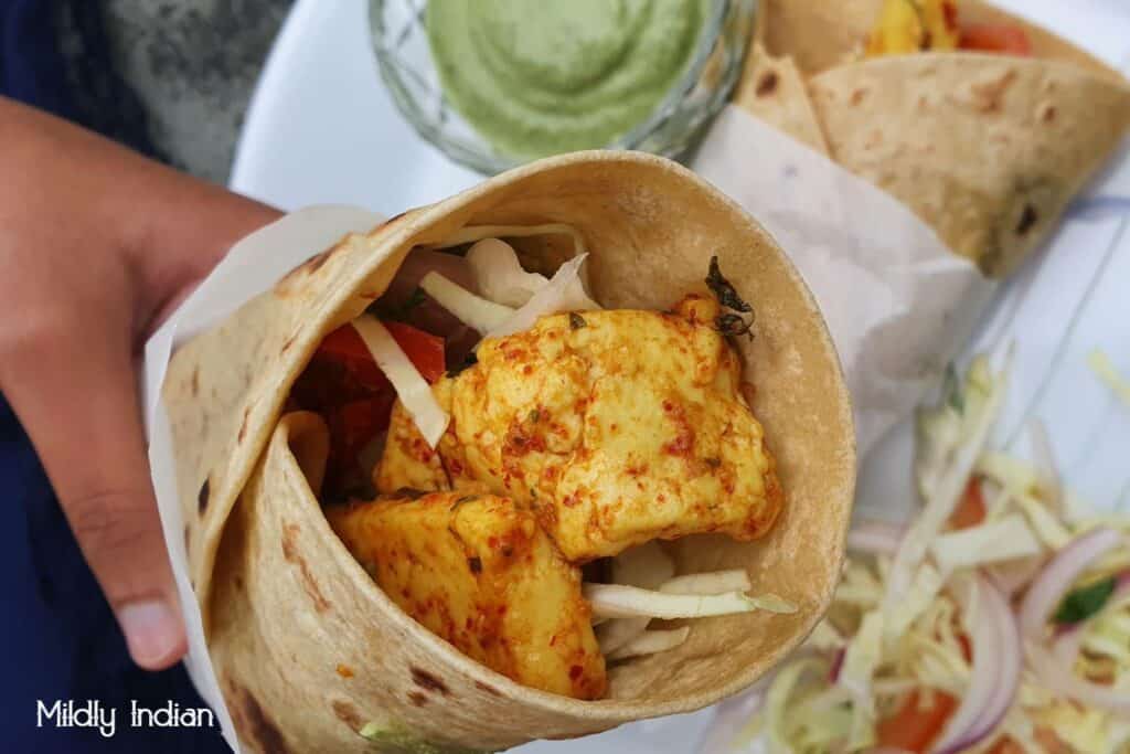 Paneer Kathi roll – cottage cheese wrap – Mildly Indian