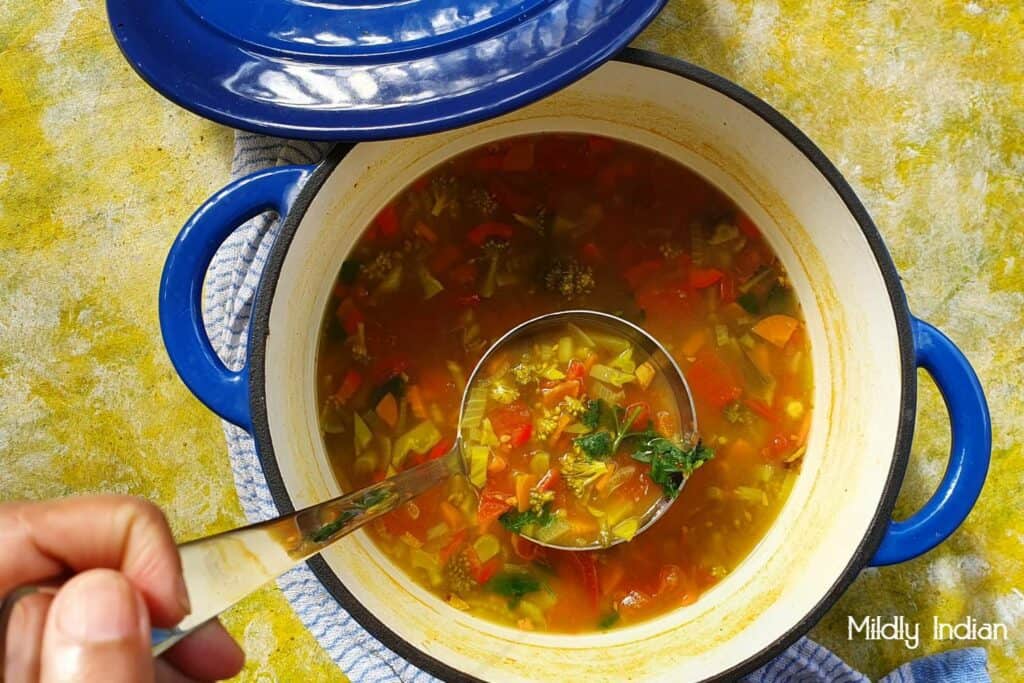 Flu busting vegetable soup – Mildly Indian