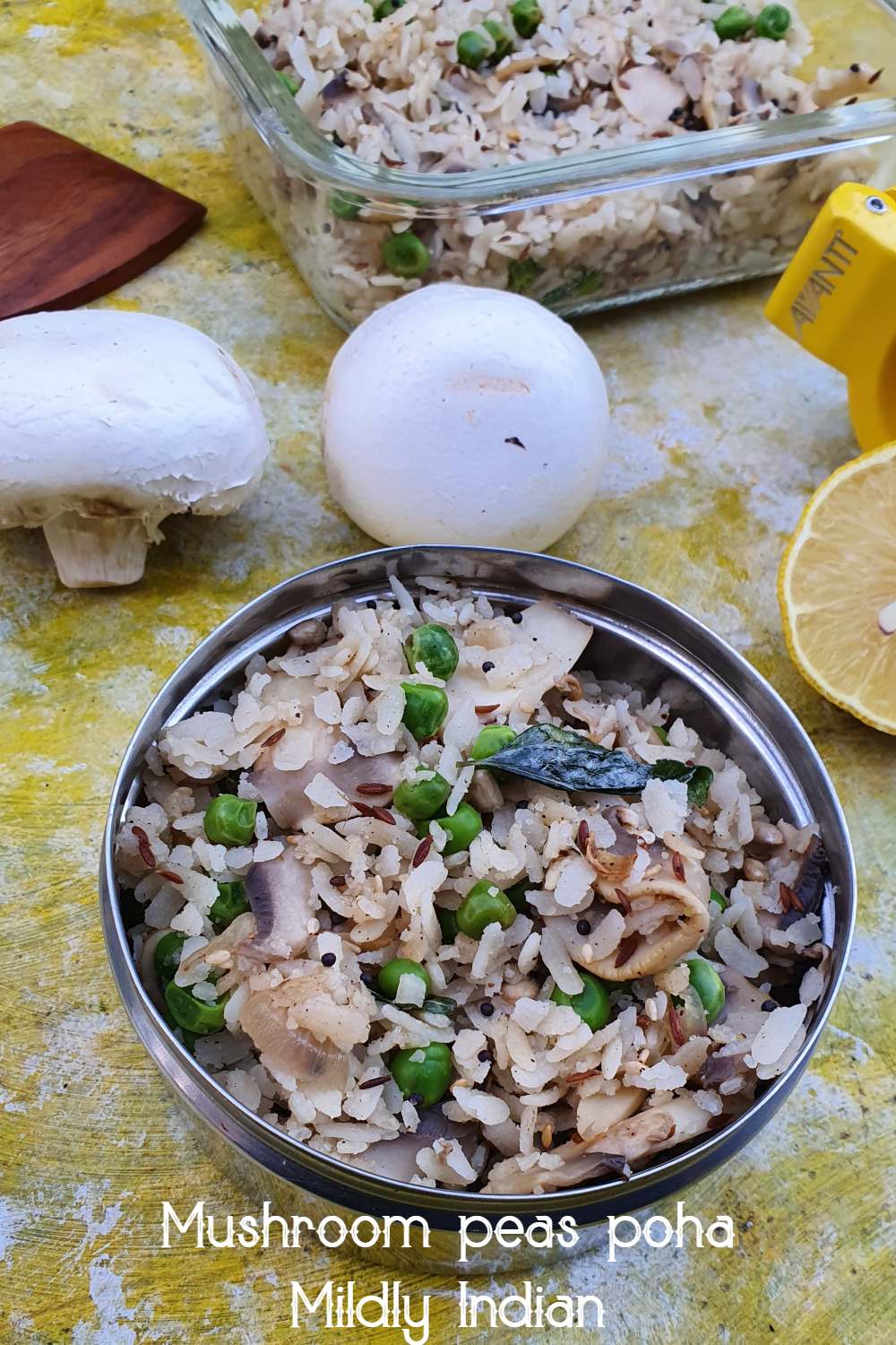 Kumbh mattar poha | mushroom poha with peas – Mildly Indian