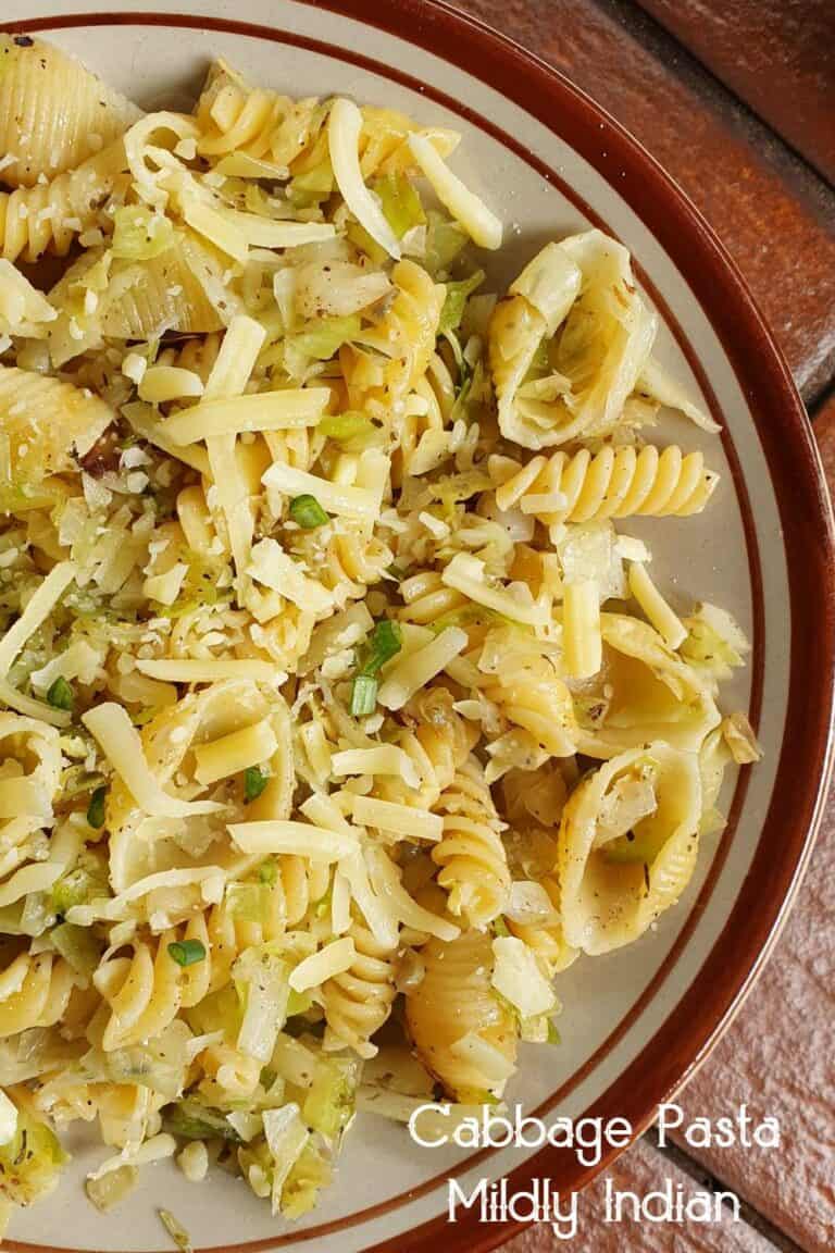 Savory cabbage pasta – Mildly Indian