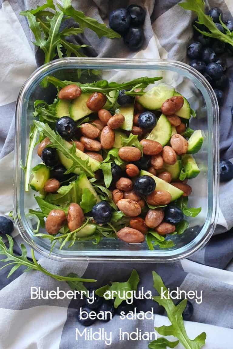 Blueberry, arugula, kidney bean salad – Mildly Indian